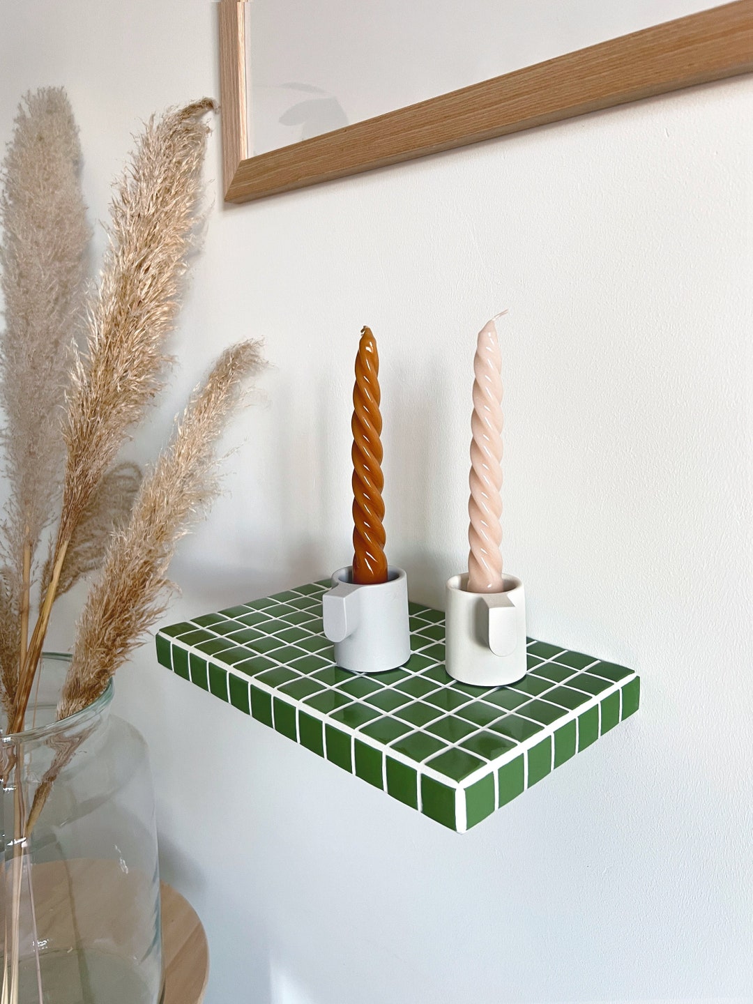 Shelf Tiles Tile Shelf Mosaic Green White Tile - Etsy
