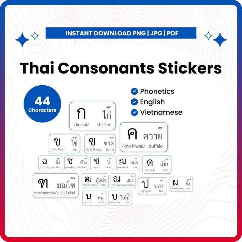 Thai Alphabet Stickers - Etsy