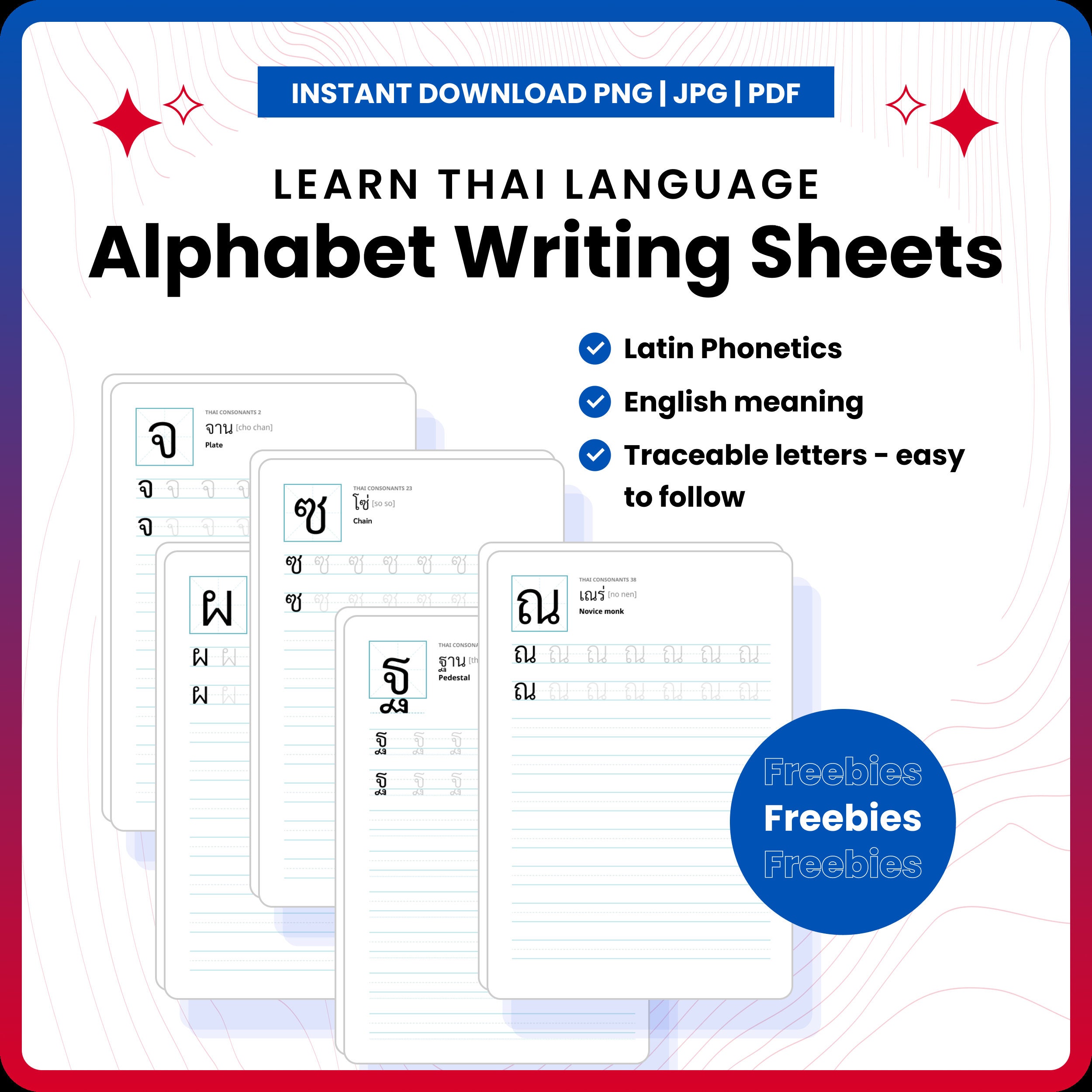 42 Thai Consonants Writing Worksheet for Beginners, Thailand Language ...