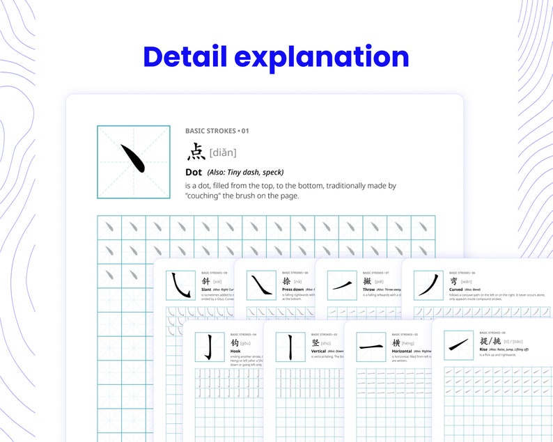 9 Basic Strokes Writing Worksheets Simplified Chinese - Etsy