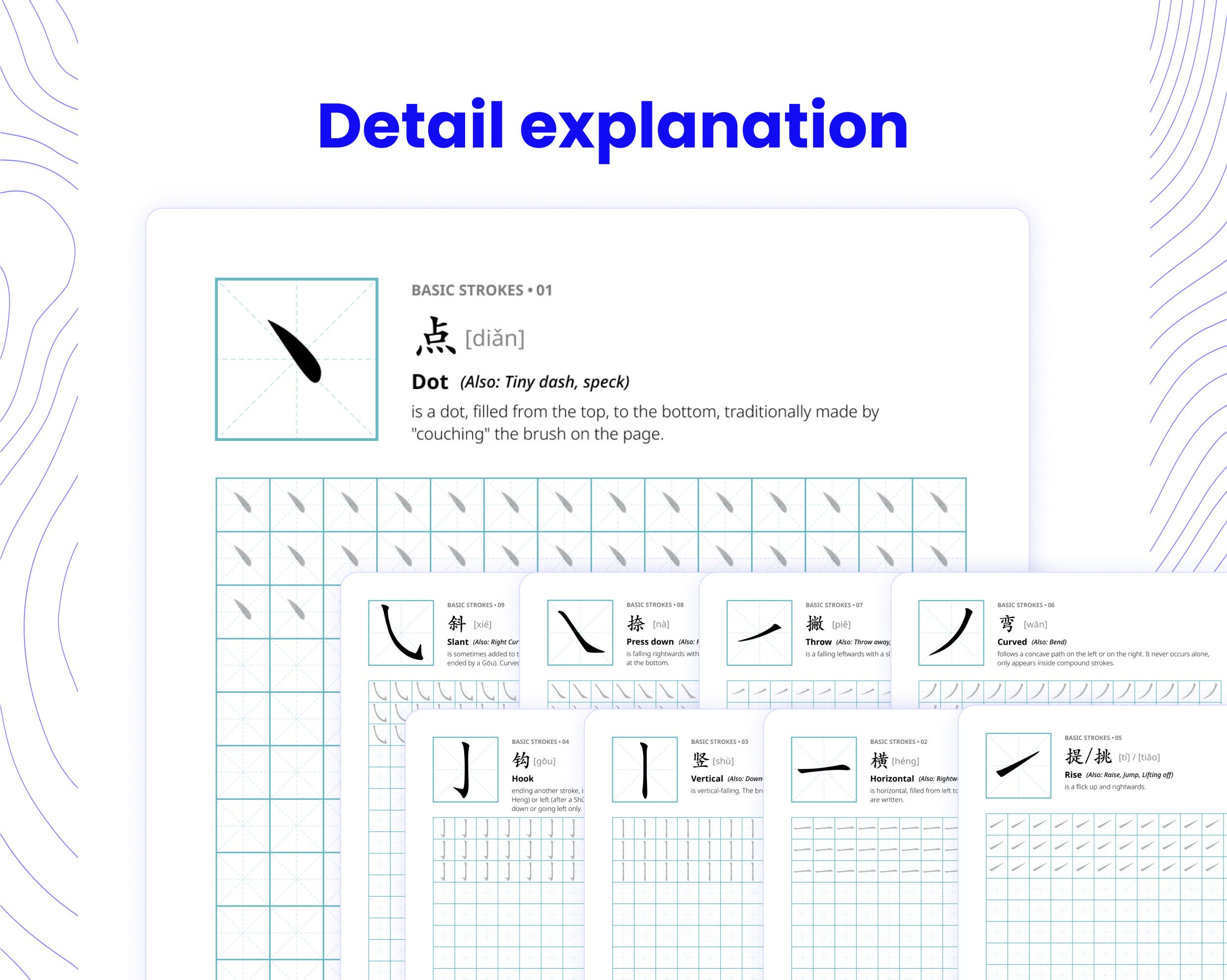 9 Basic Strokes Writing Worksheets, Simplified Chinese Language ...