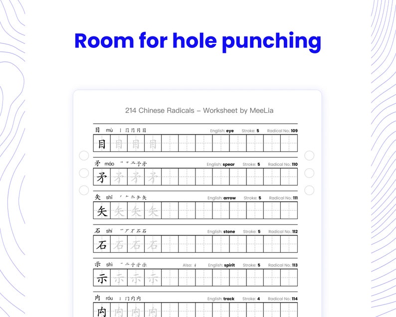 214 Simplified Chinese Radicals, Kangxi Zihui Characters, Mandarin ...