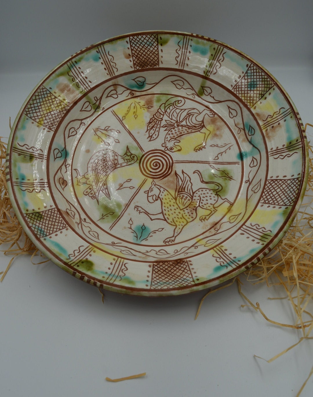Handcrafted Luminous Sgraffito Ceramic Plate - Etsy