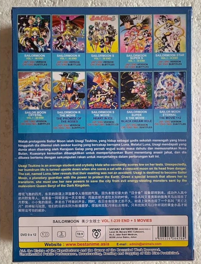 Sailor Moon Complete Series Collection Box Set Anime DVD 1-239 EPISODES ...
