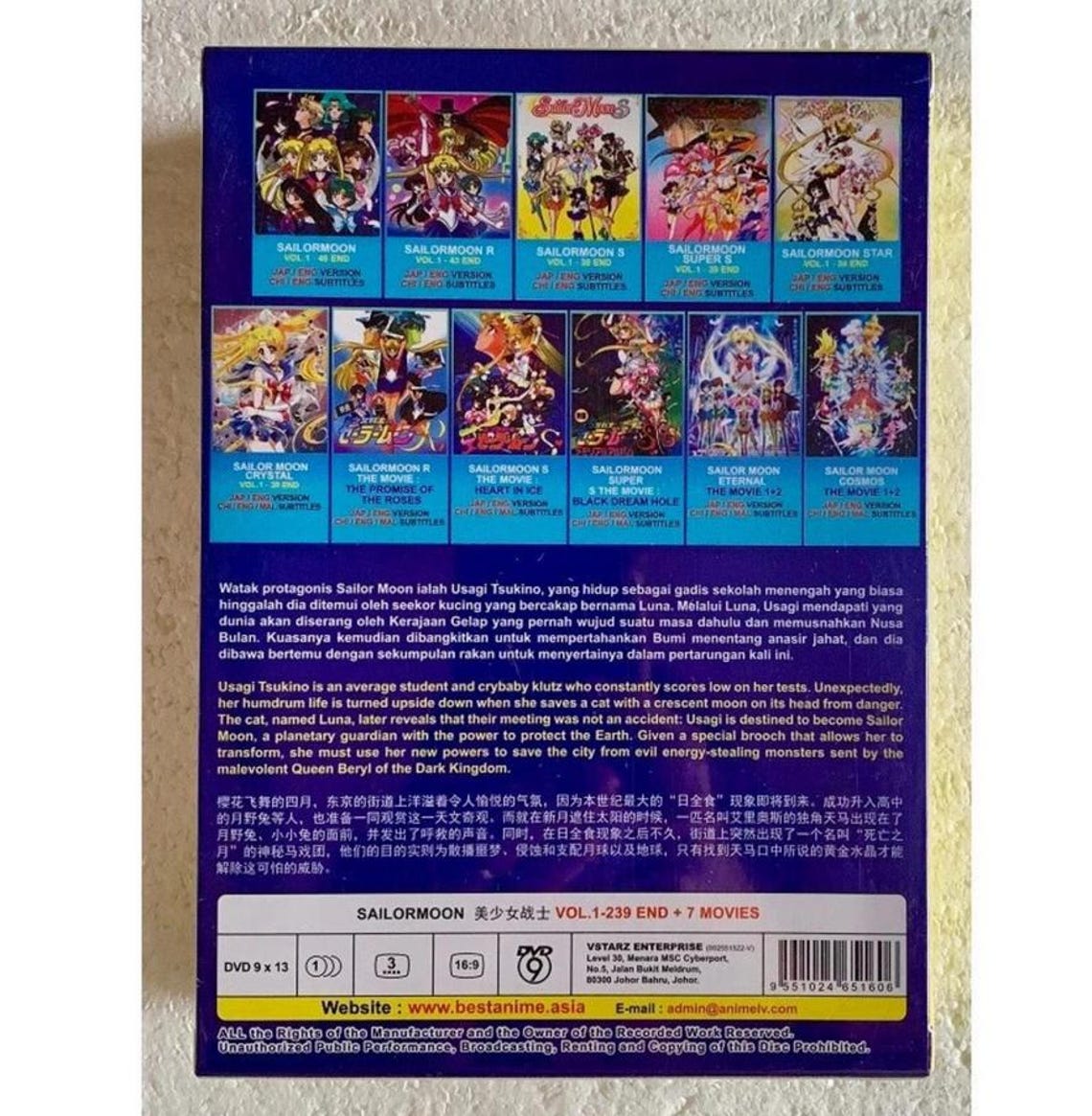 Sailor Moon Complete Tv Series Collection Box Set Anime DVD (1-239 ...