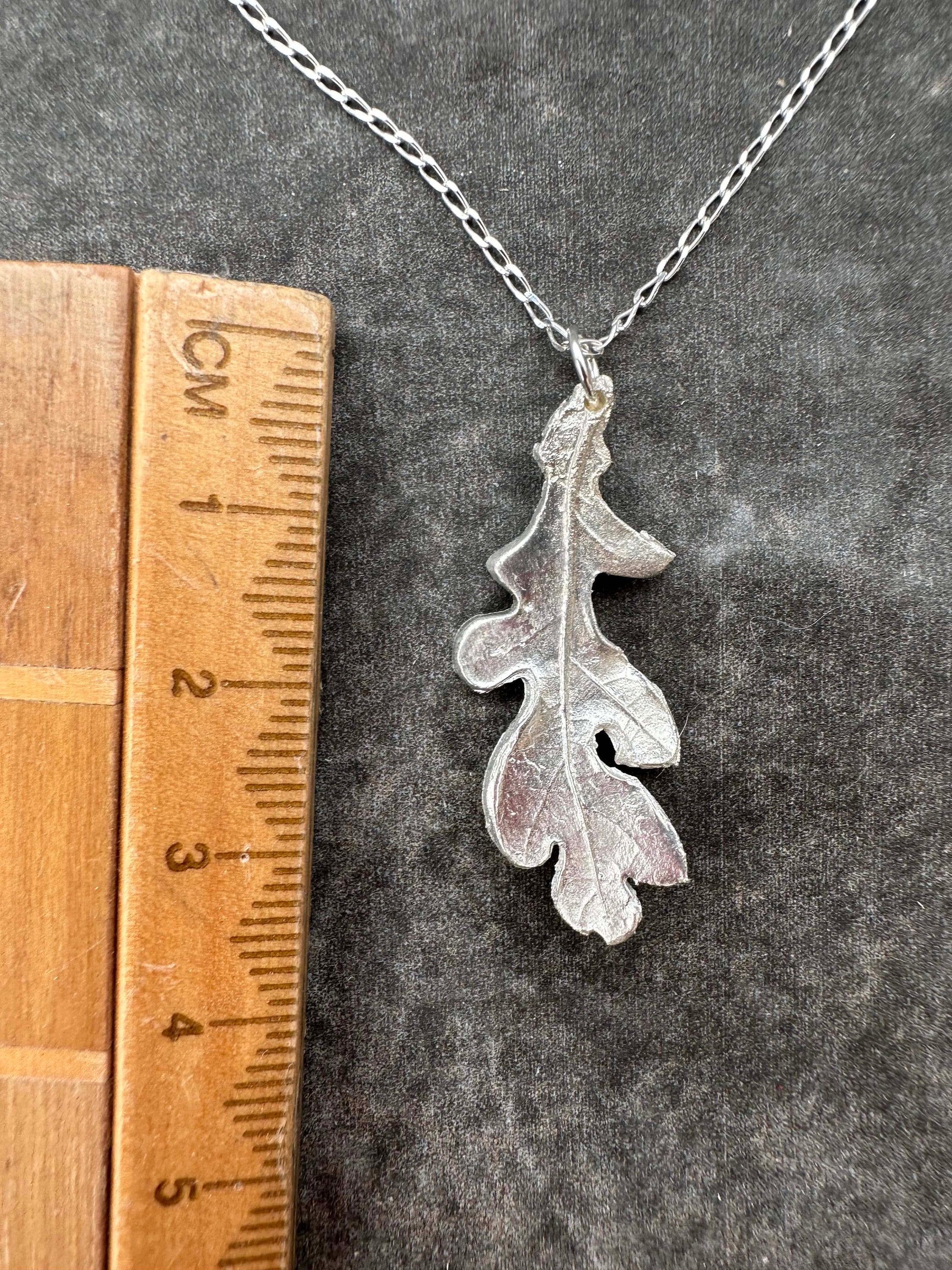 Pendentif feuille de chêne véritable en argent Pendentif - Etsy France