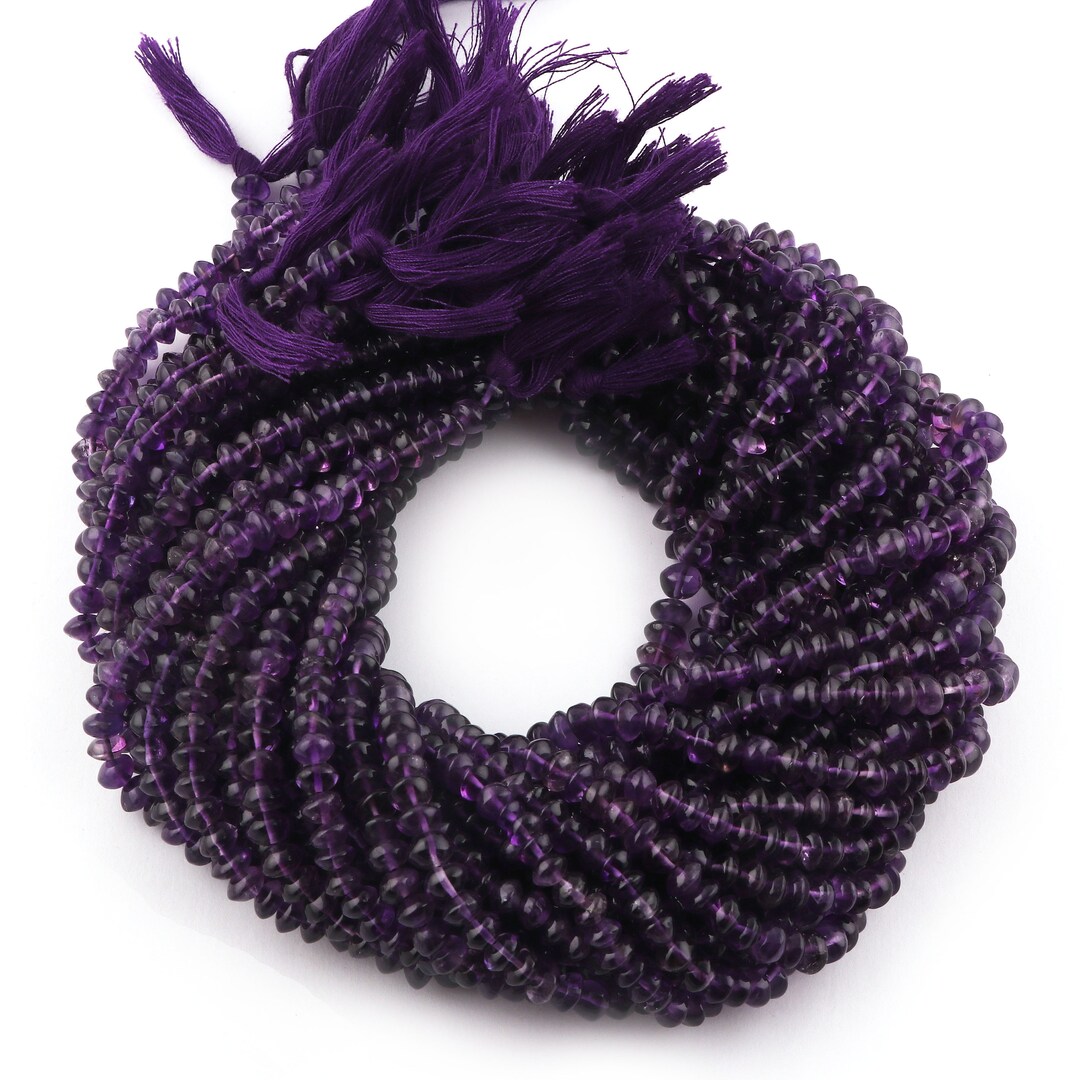 Beautiful Purple Amethyst Smooth Rondelle Beads Amethyst Gemstone Beads ...