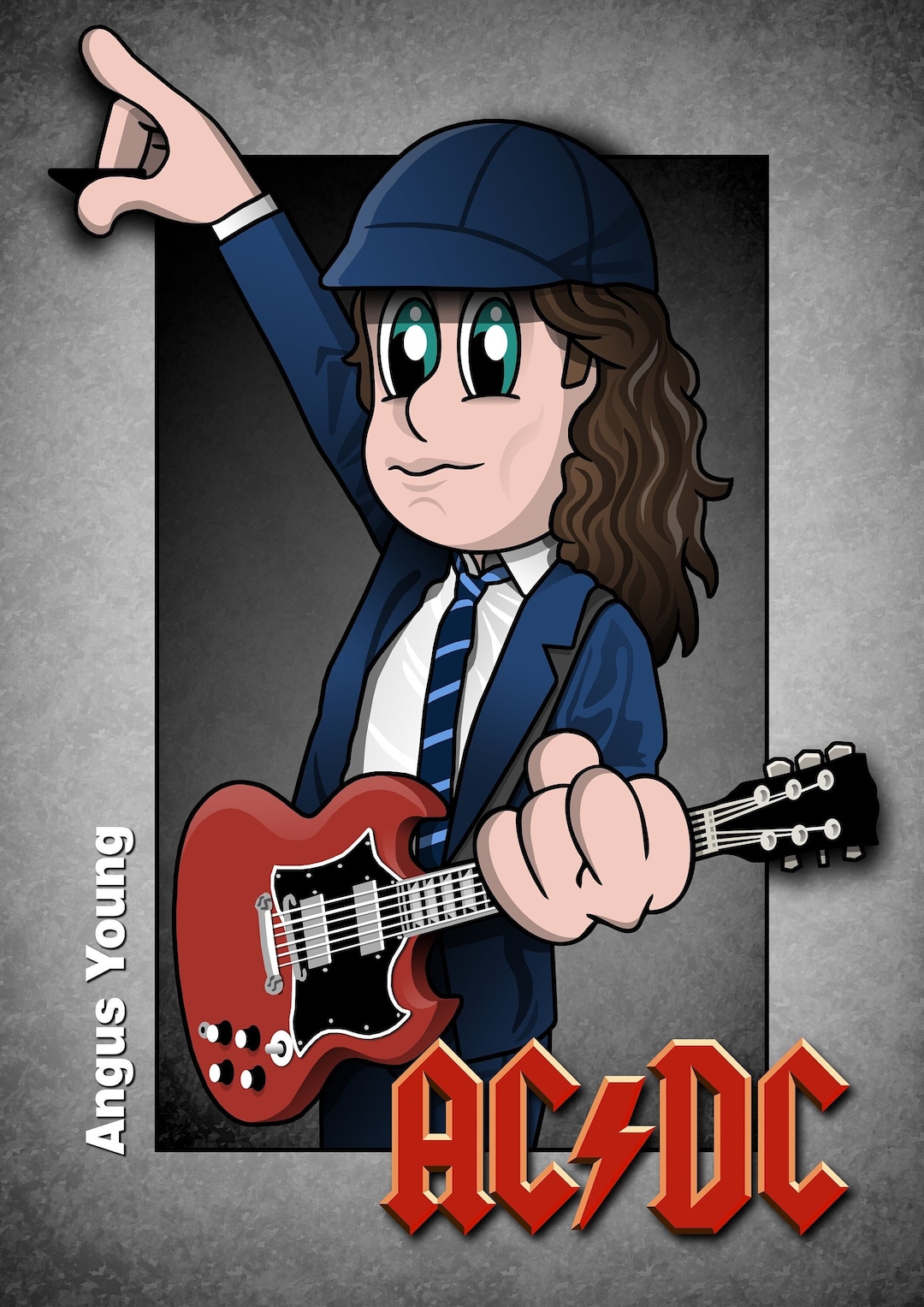 AC/DC, Angus Young, Rock Star, Guitar Hero, Cartoon, Digital Art ...