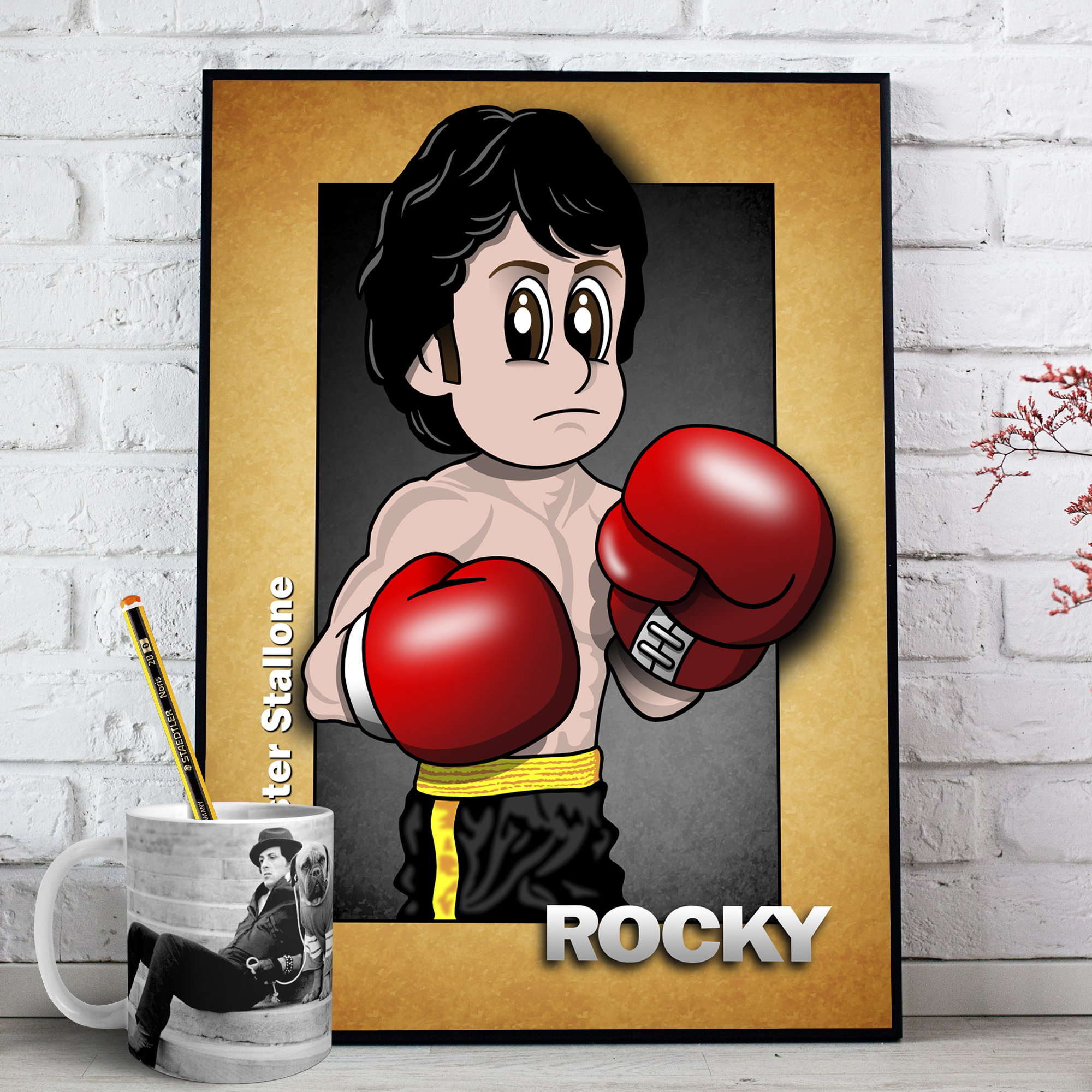 ROCKY, Sylvester Stallone, Cartoon, Custom Illustration, Digital Art ...
