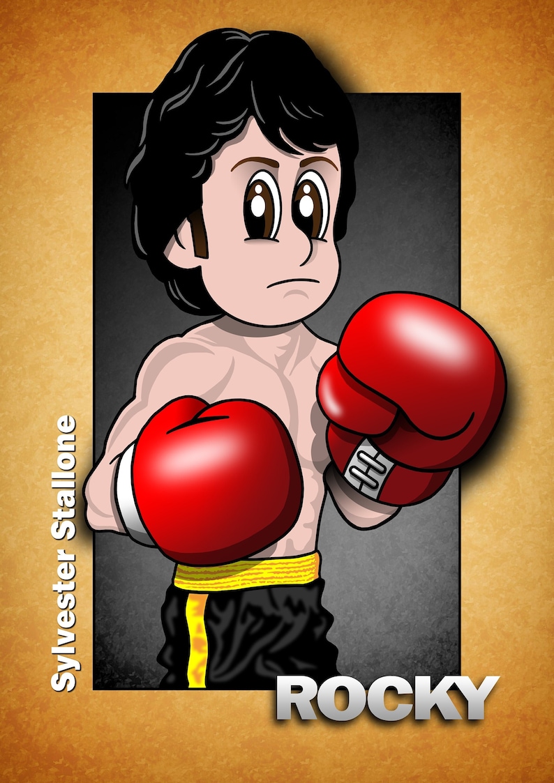 ROCKY, Sylvester Stallone, Cartoon, Custom Illustration, Digital Art ...