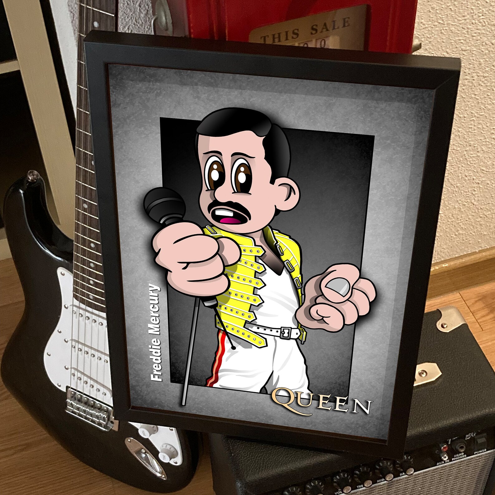 QUEEN, Freddie Mercury, Cartoon, Personalized, Digital Art, Instant ...