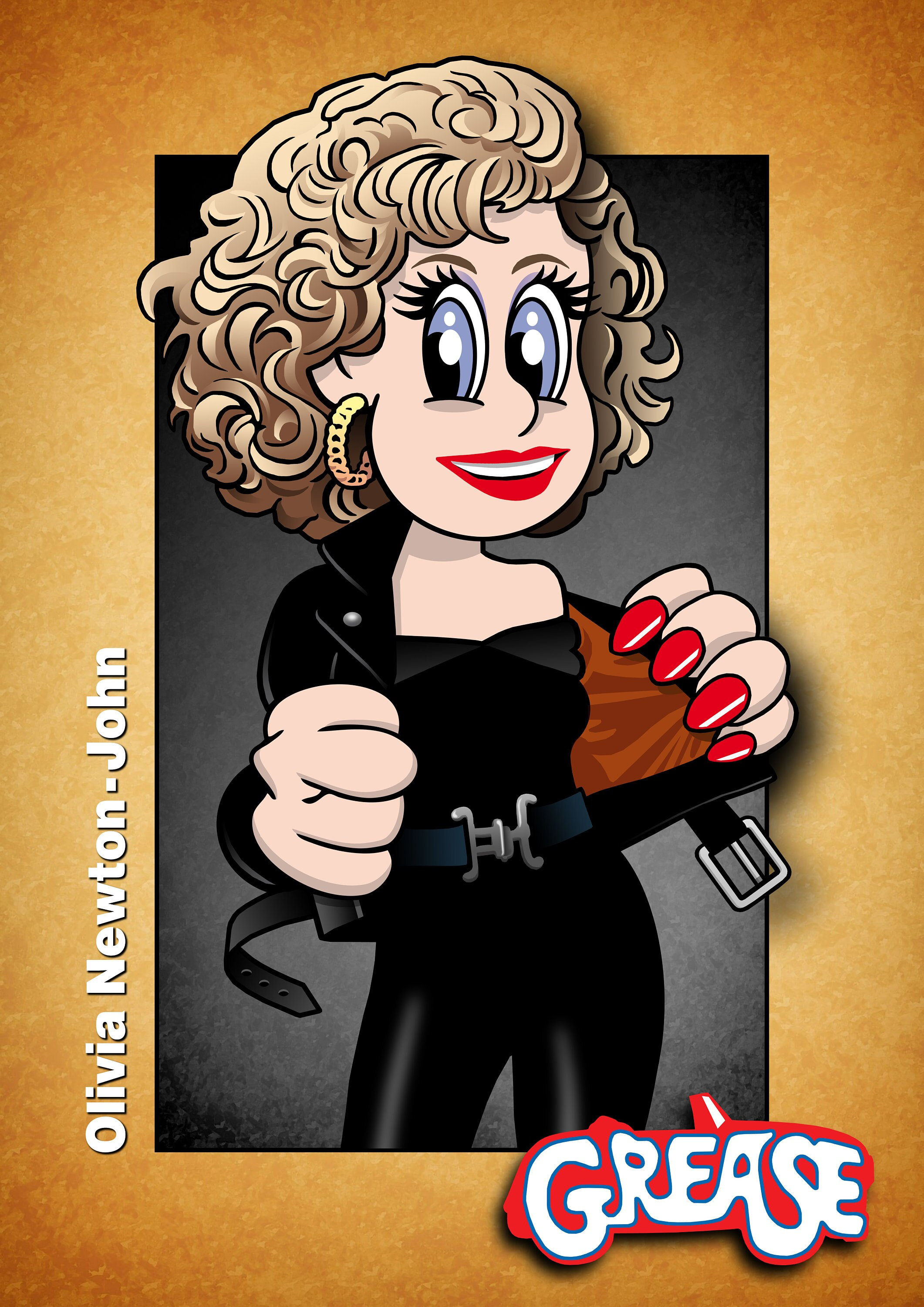 GREASE, Olivia Newton-john, Sandy, Cartoon, Digital Art, Instant ...