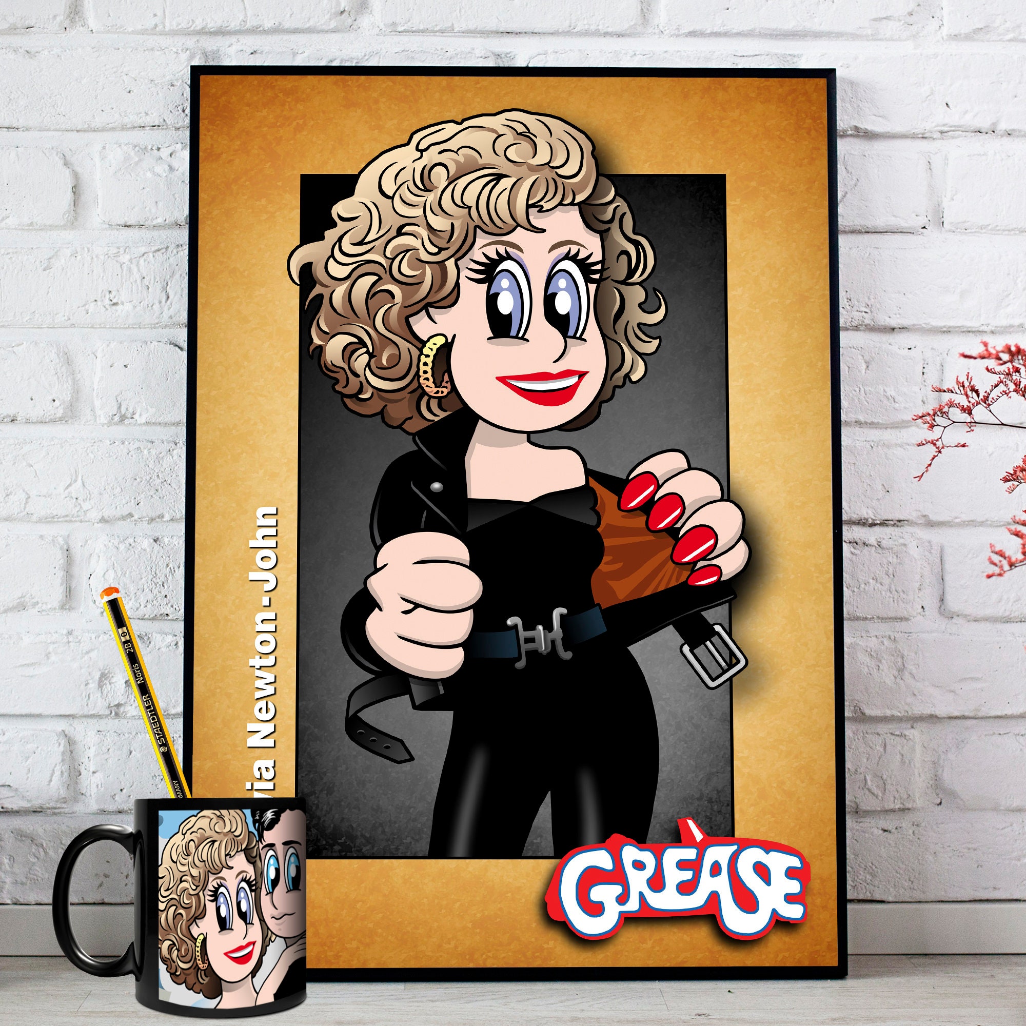 GREASE, Olivia Newton-john, Sandy, Cartoon, Digital Art, Instant ...