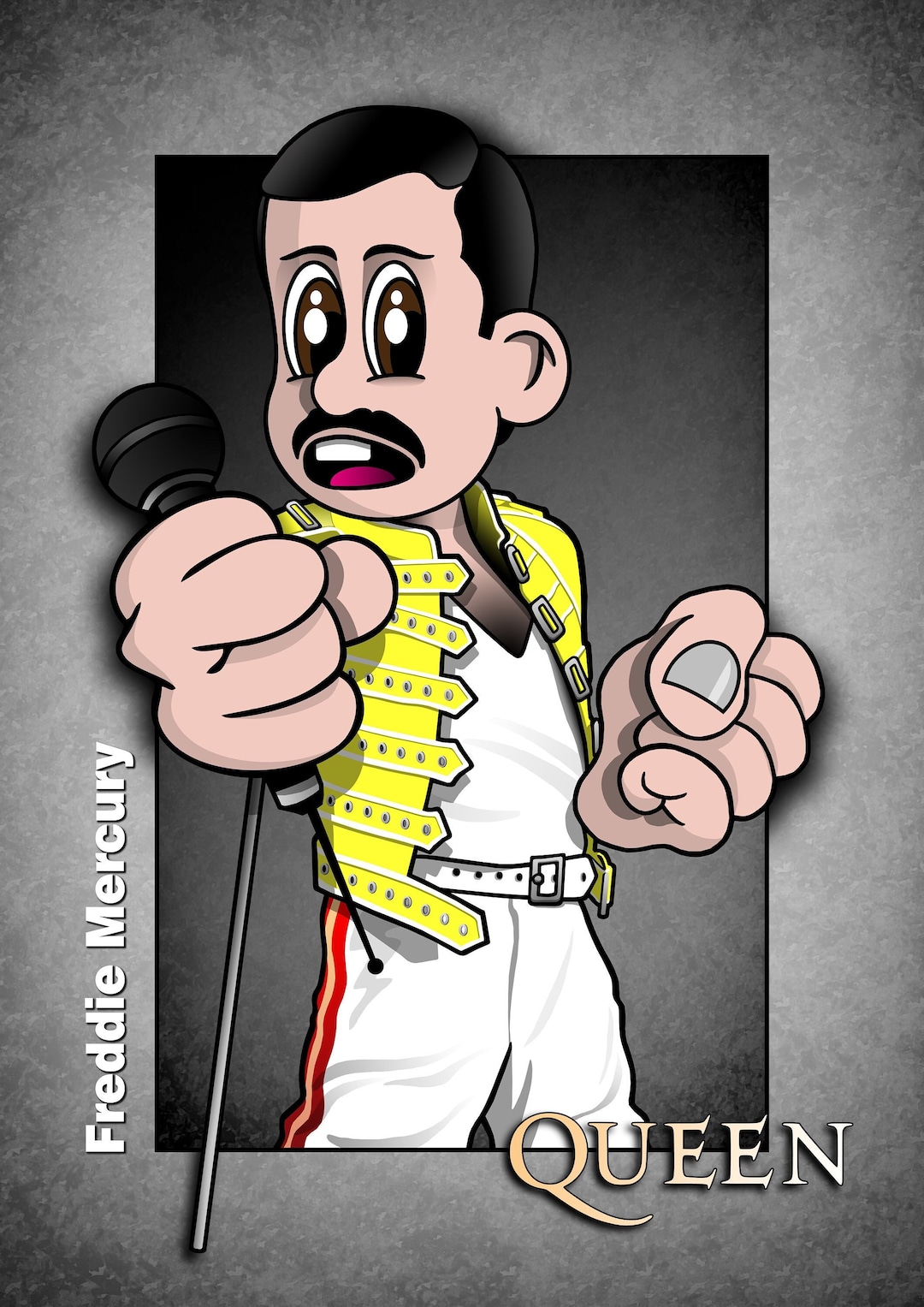 QUEEN, Freddie Mercury, Cartoon, Personalized, Digital Art, Instant ...