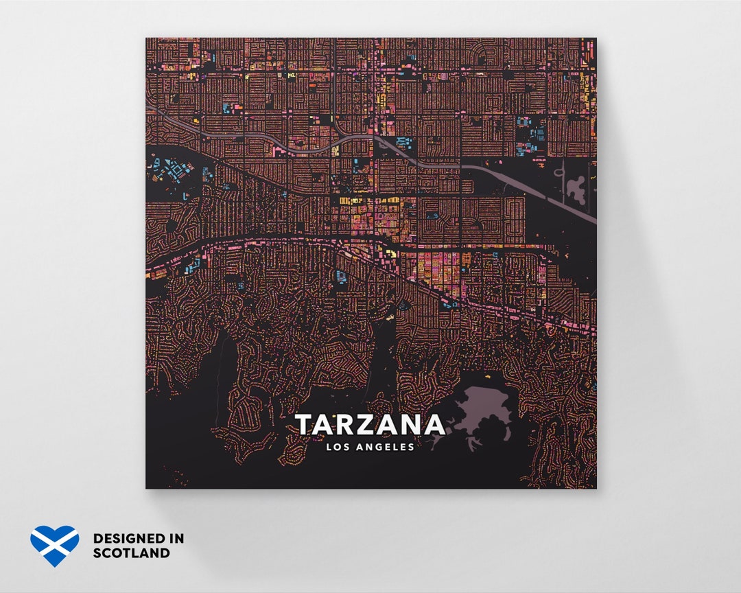 Tarzana, Los Angeles, USA, City Map Print. an Unusual, Colourful and ...