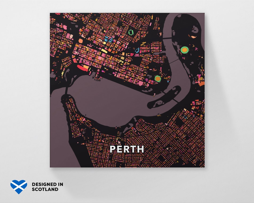 Perth Australia City Map. an Unusual Colourful and Creative - Etsy