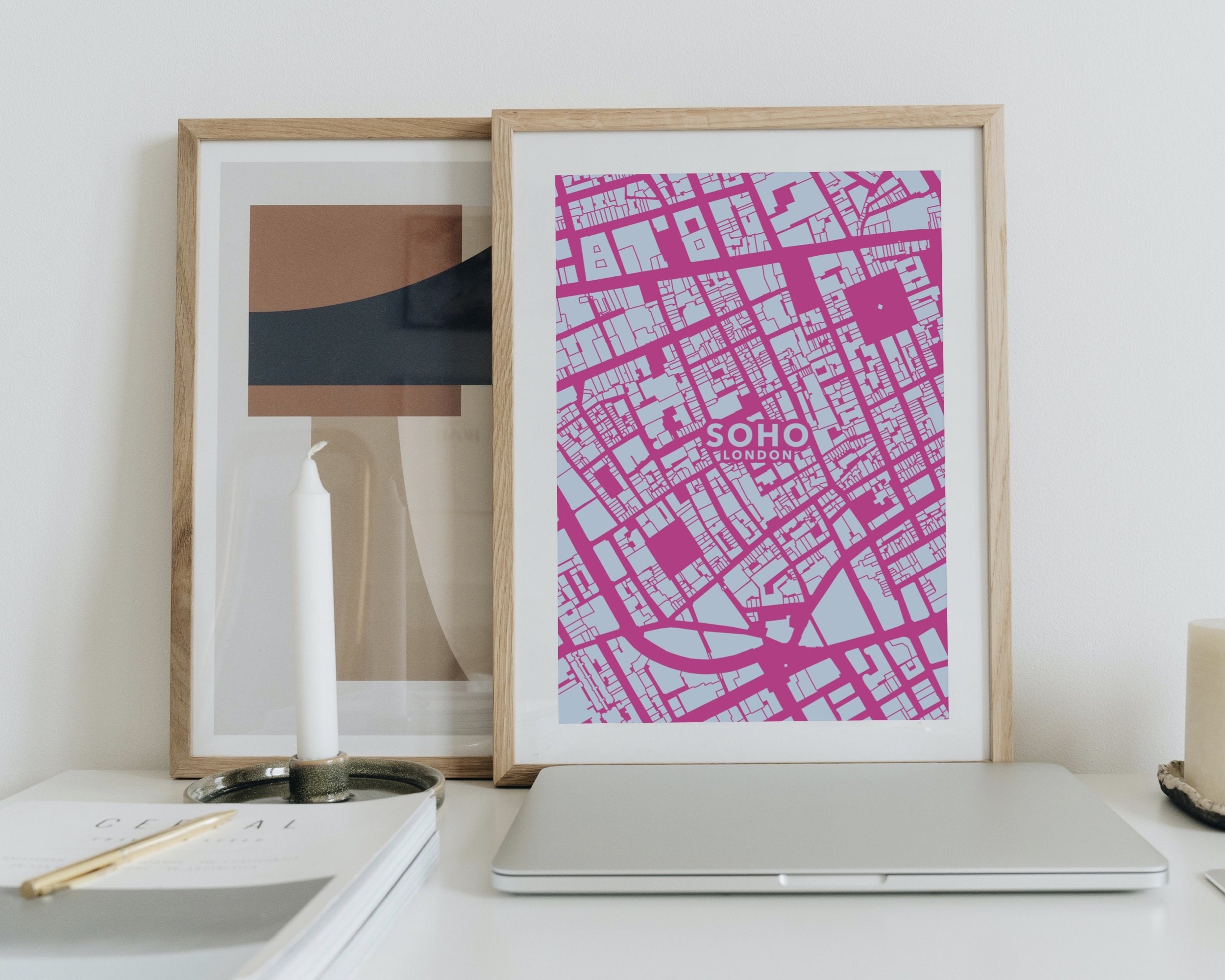 Soho, London City Neighbourhood. an Unusual, Colourful and Creative Map Print by Globe Plotters ...