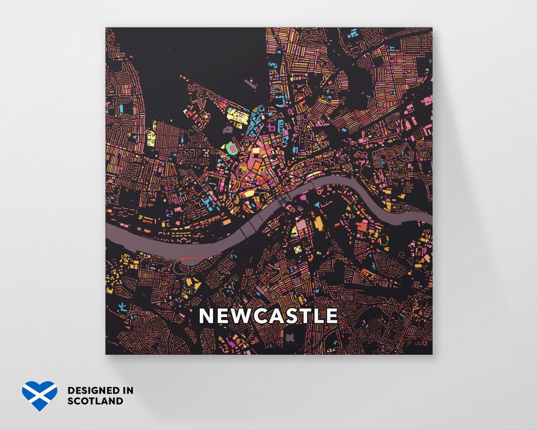 Newcastle City Map. an Unusual, Colourful and Creative Art Print by ...