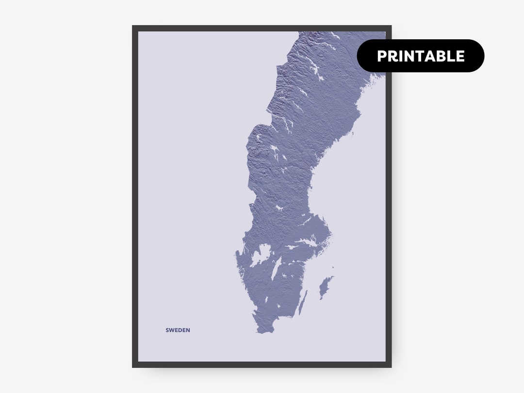 Sweden by Nature, Printable Map Poster, Purple. - Etsy