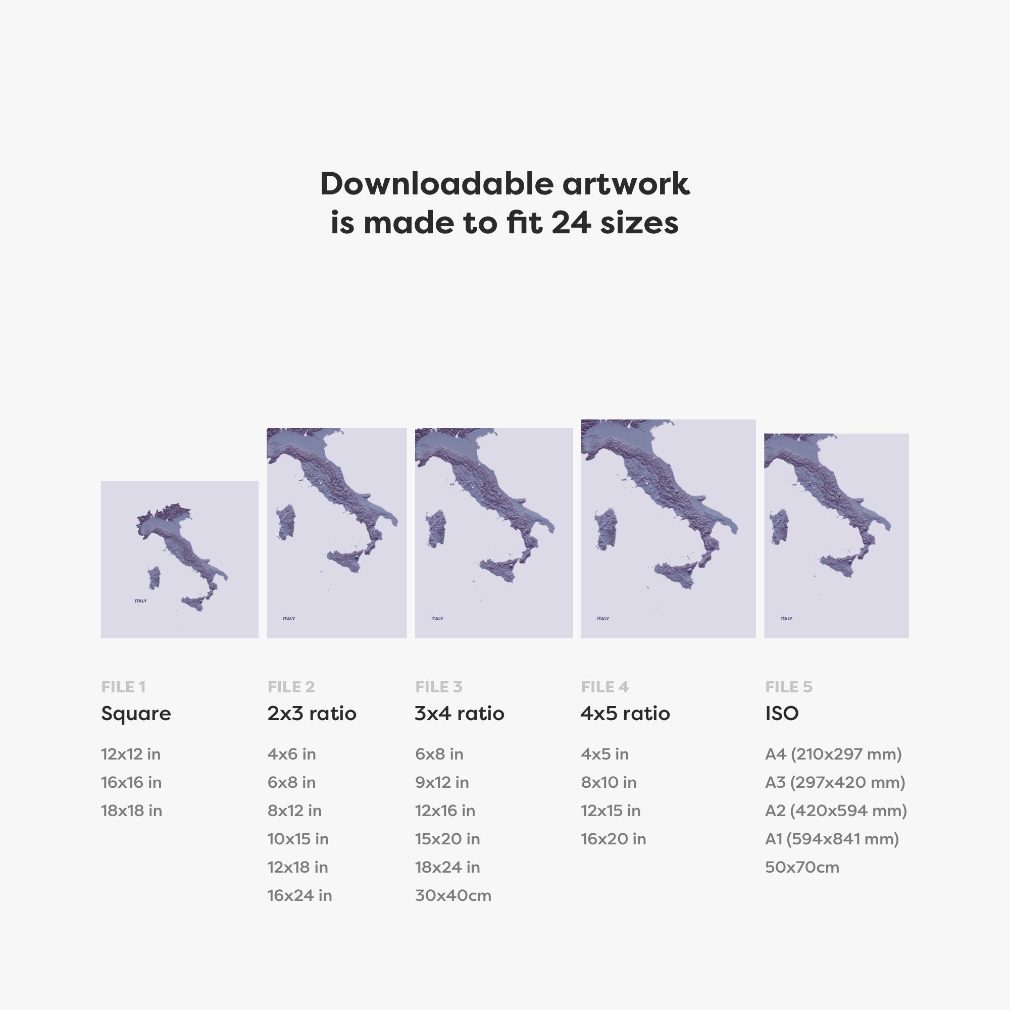 Italy by Nature, Printable Map Poster, Purple. - Etsy