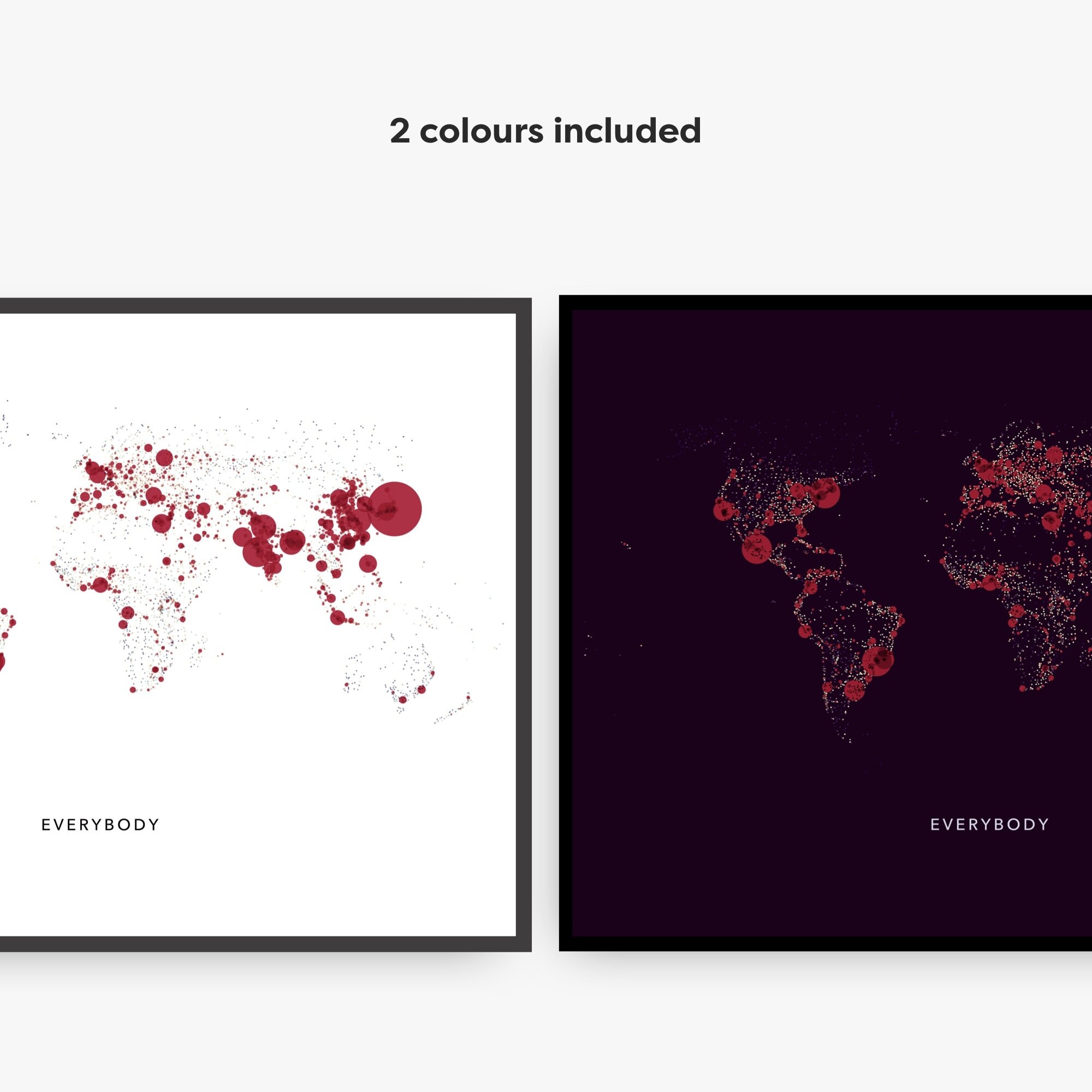 EVERYBODY. World Map Plotted by Where the Humans Are. - Etsy