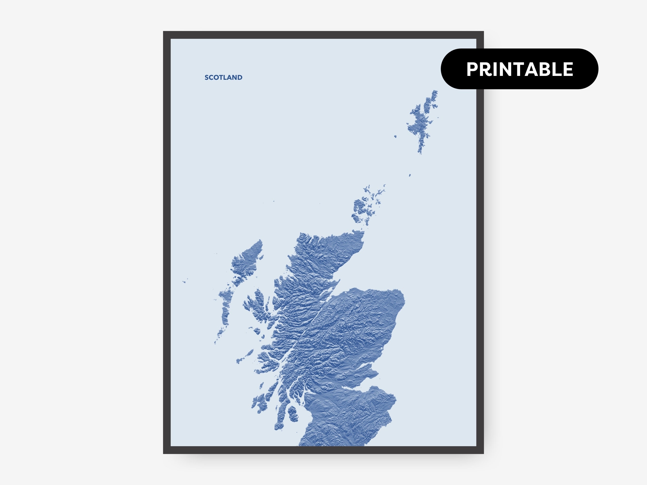 Scotland by Nature Printable Map Poster Blue. - Etsy