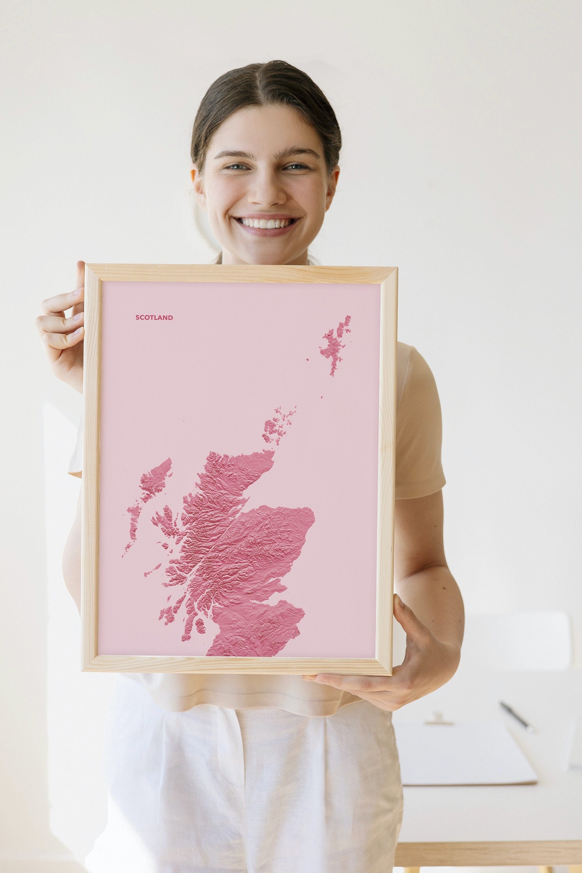 Scotland by Nature Printable Map Poster Pink. - Etsy