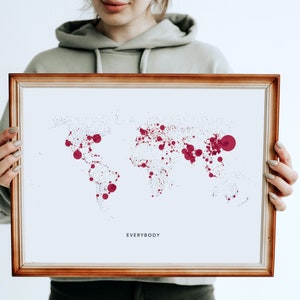 EVERYBODY. World Map Plotted by Where the Humans Are. - Etsy