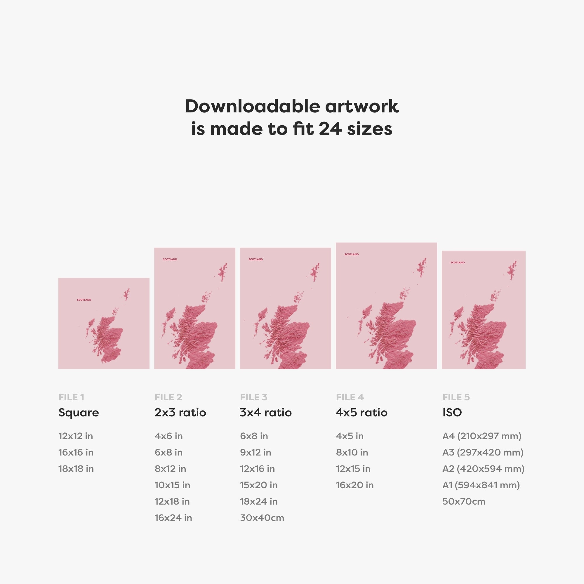 Scotland by Nature Printable Map Poster Pink. - Etsy