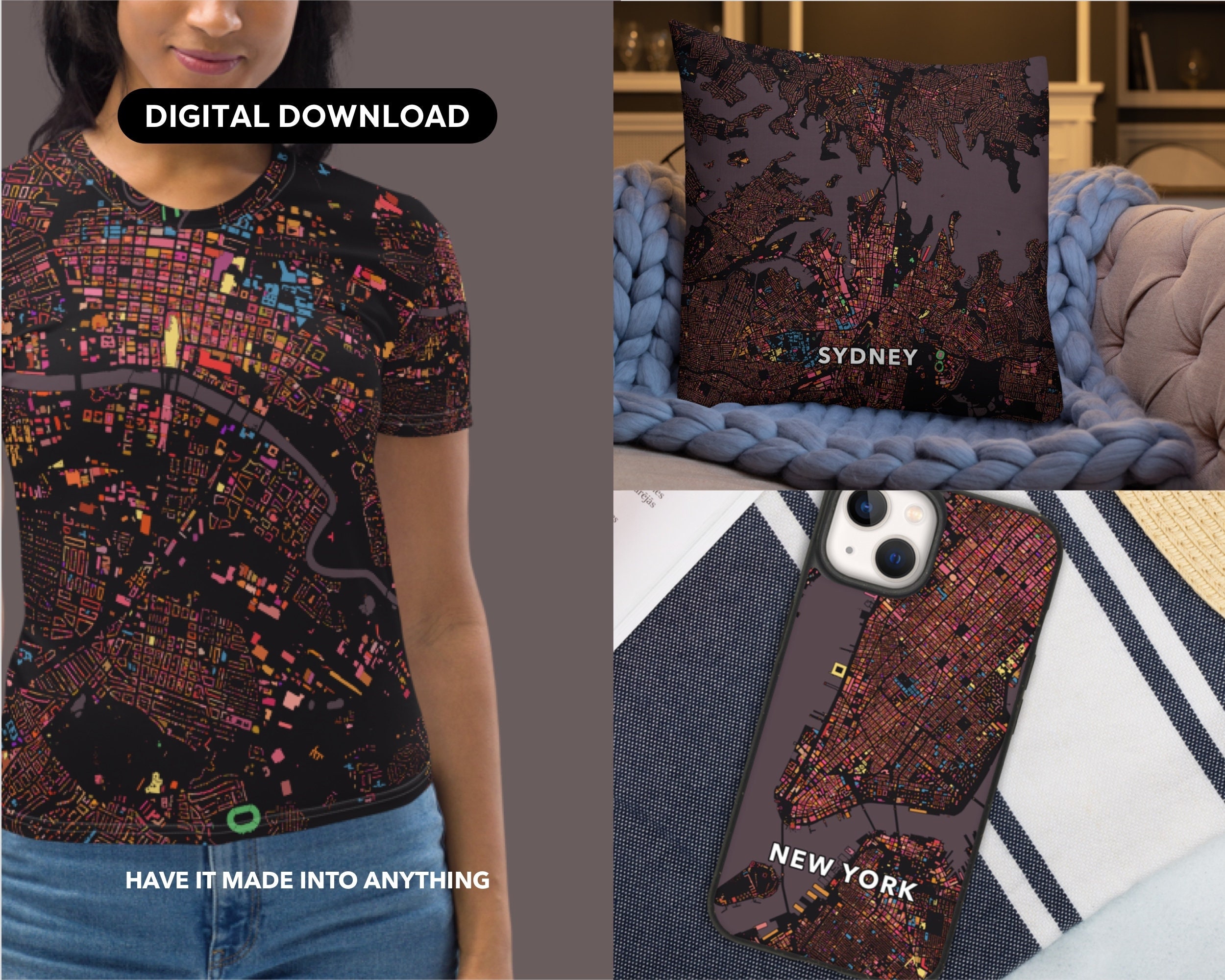 Tarzana, Los Angeles, USA, City Map Print. an Unusual, Colourful and ...