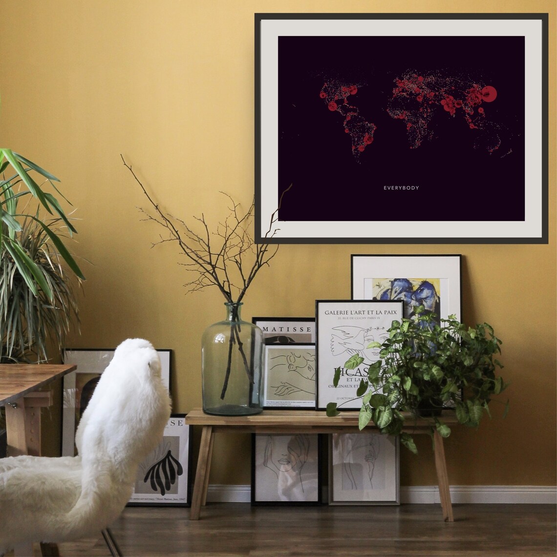 EVERYBODY. World Map Plotted by Where the Humans Are. - Etsy