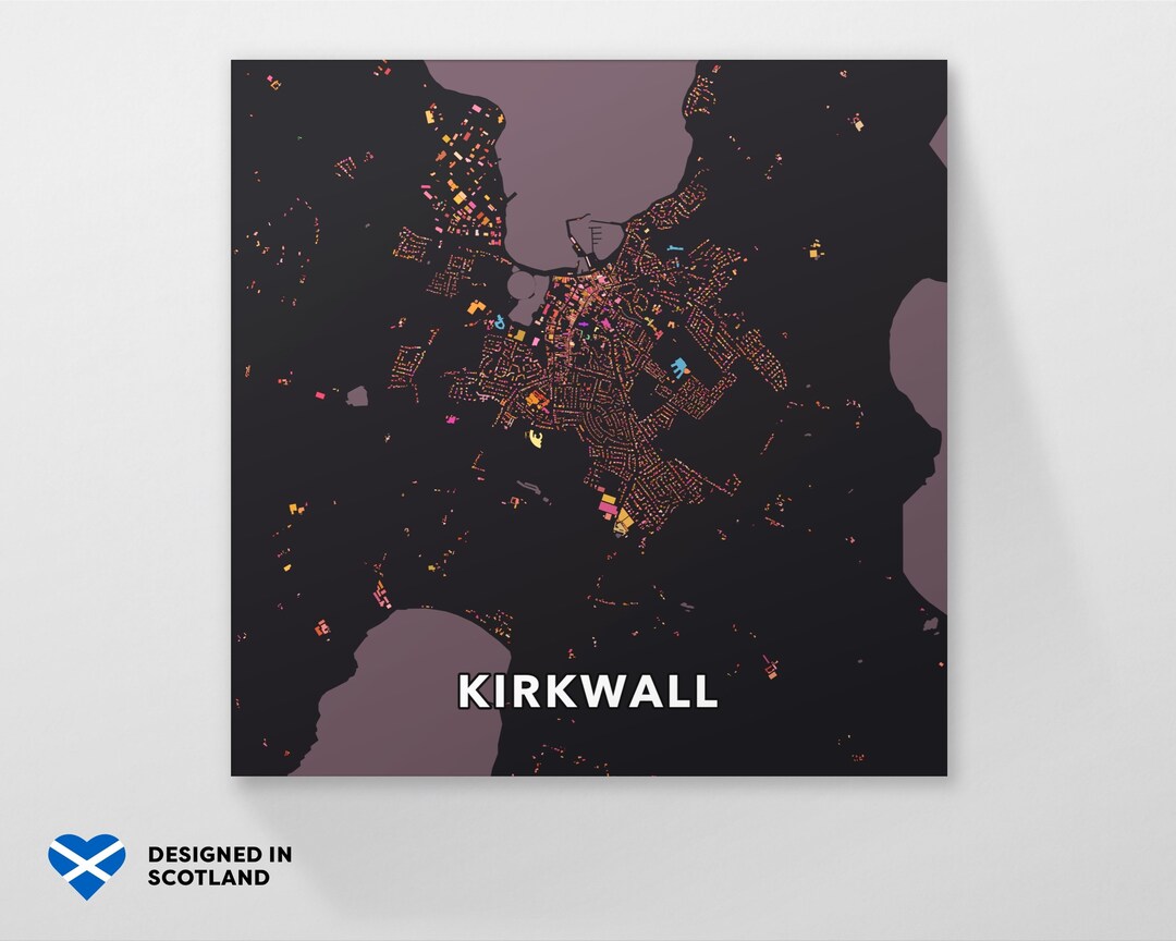 Kirkwall, Scotland City Map. an Unusual, Colourful and Creative Art ...