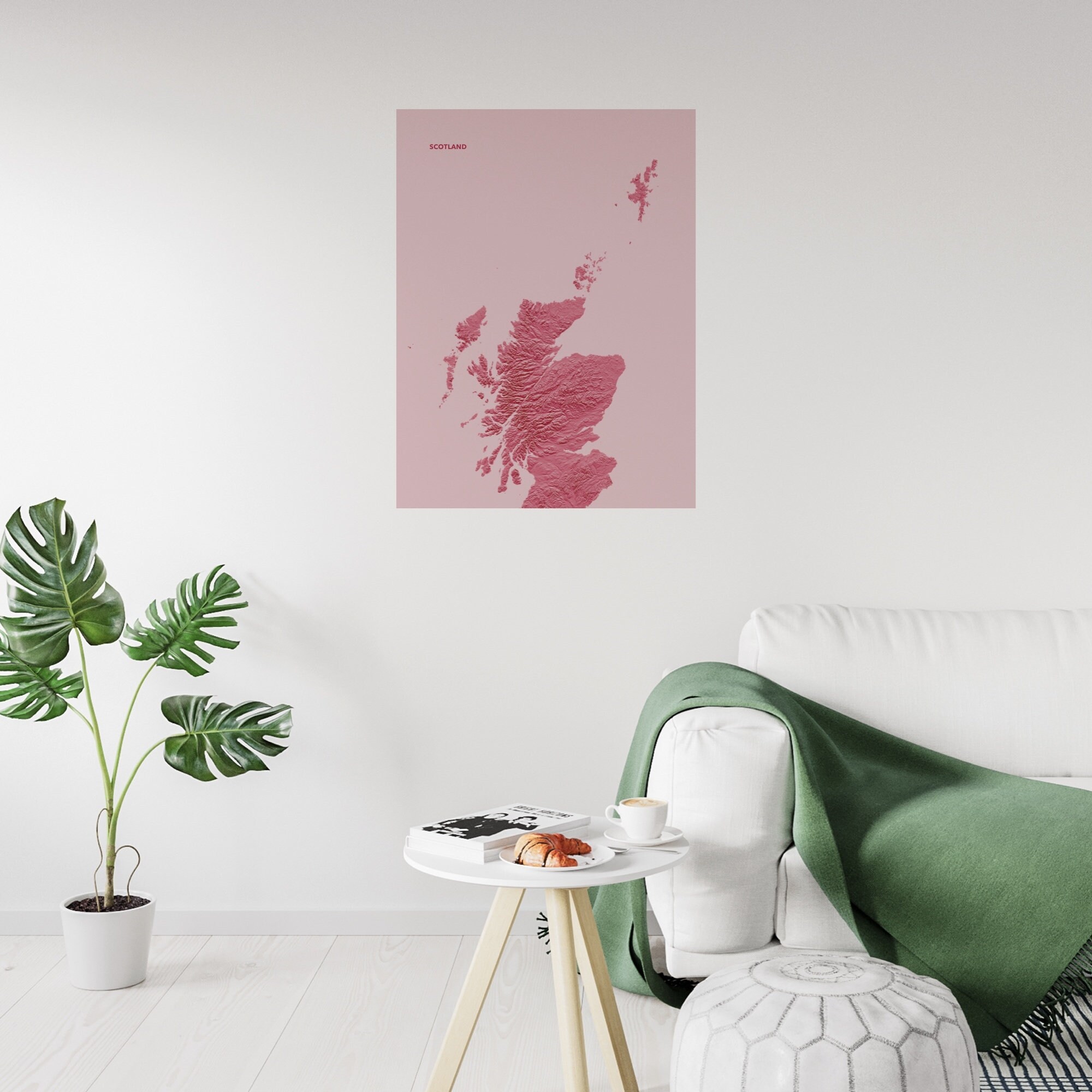 Scotland by Nature Printable Map Poster Pink. - Etsy