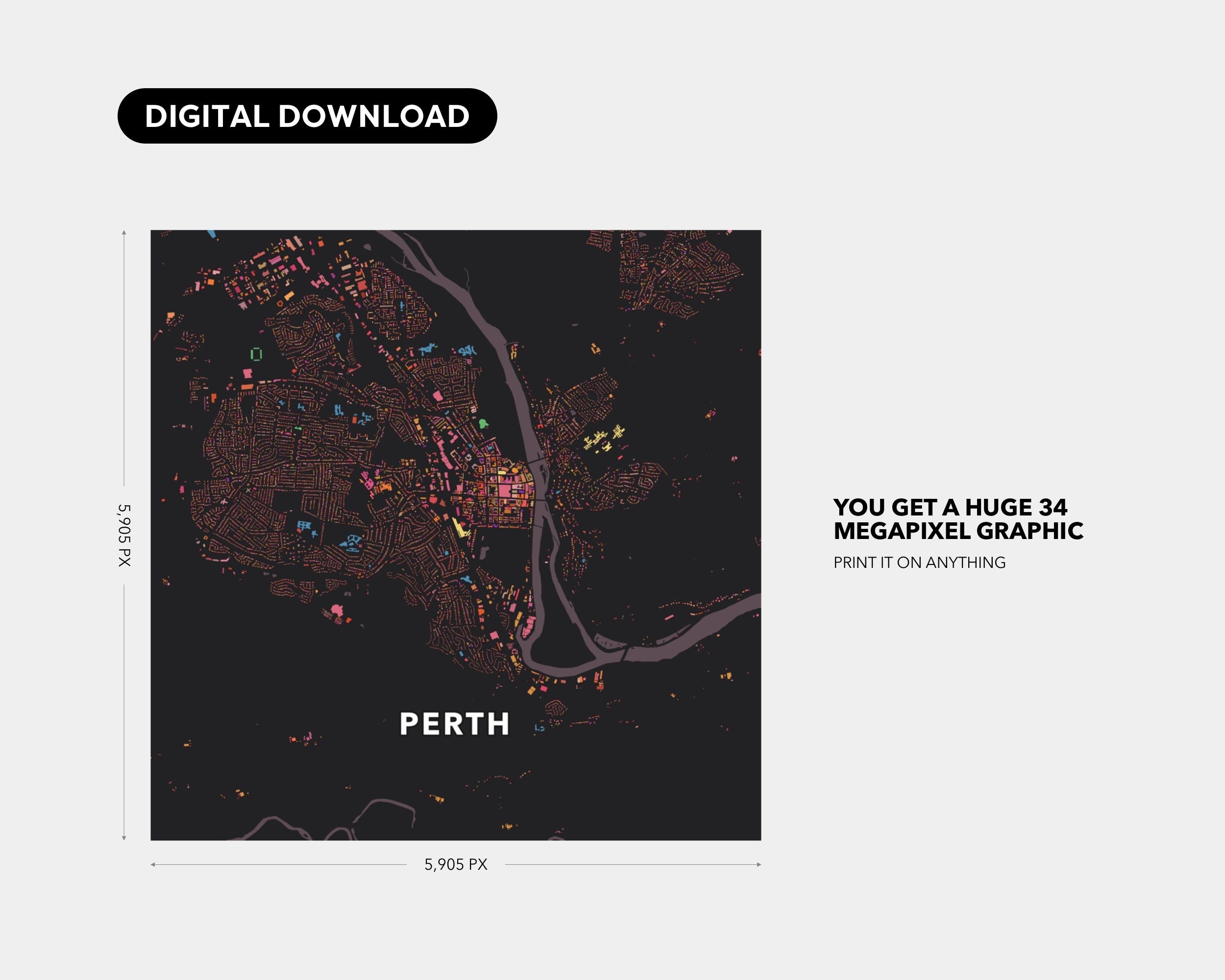Perth, Scotland City Map. an Unusual, Colourful and Creative Art Print ...