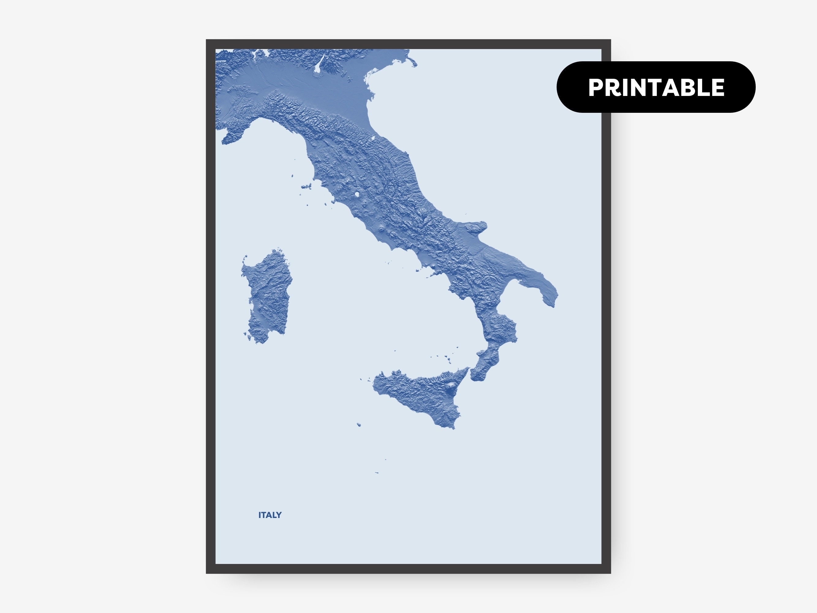 Italy by Nature, Printable Map Poster, Blue. - Etsy