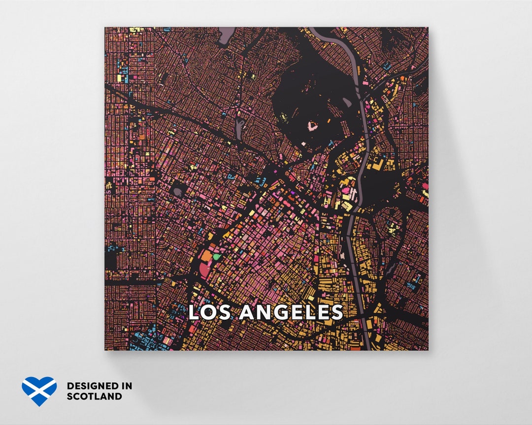 Los Angeles, USA, City Map Print. an Unusual, Colourful and Creative ...