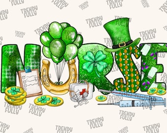 St. Patrick's Day Nurse Png Sublimation Design Download, St. Patricks ...