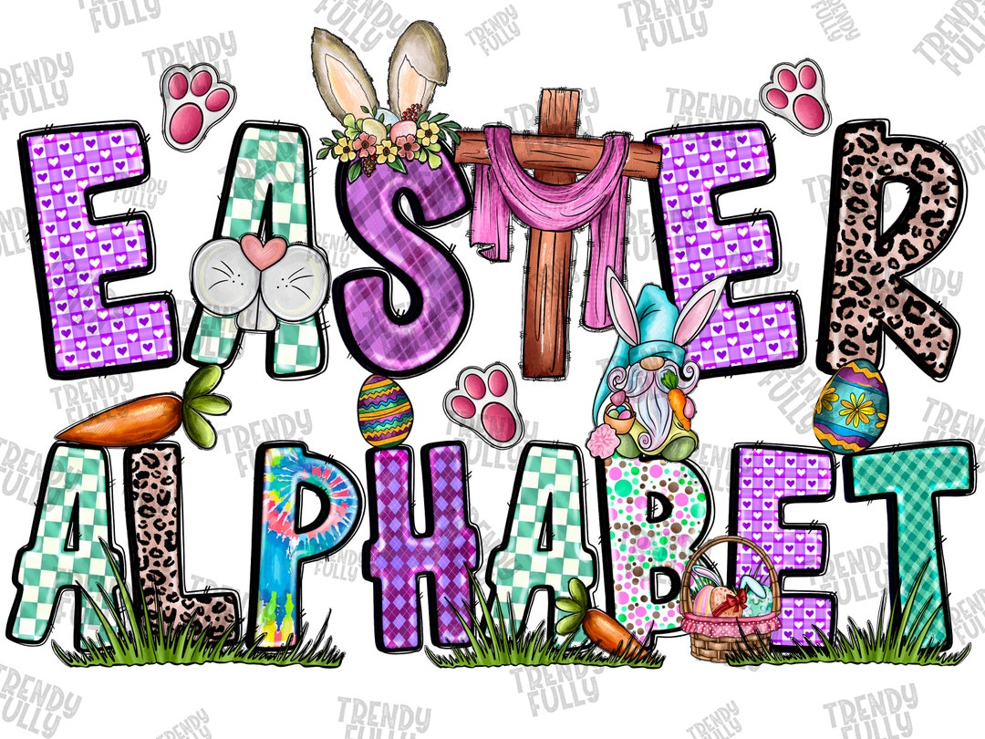 Easter Doodle Alphabet Bundle, Easter PNG Letters, Sublimation Design ...
