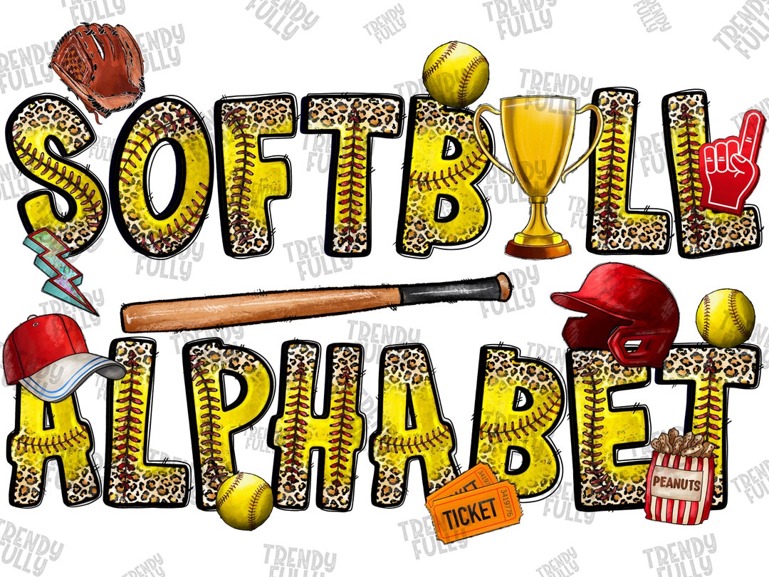 Softball Doodle Alphabet Bundle, Softball PNG Letters, Sublimation ...