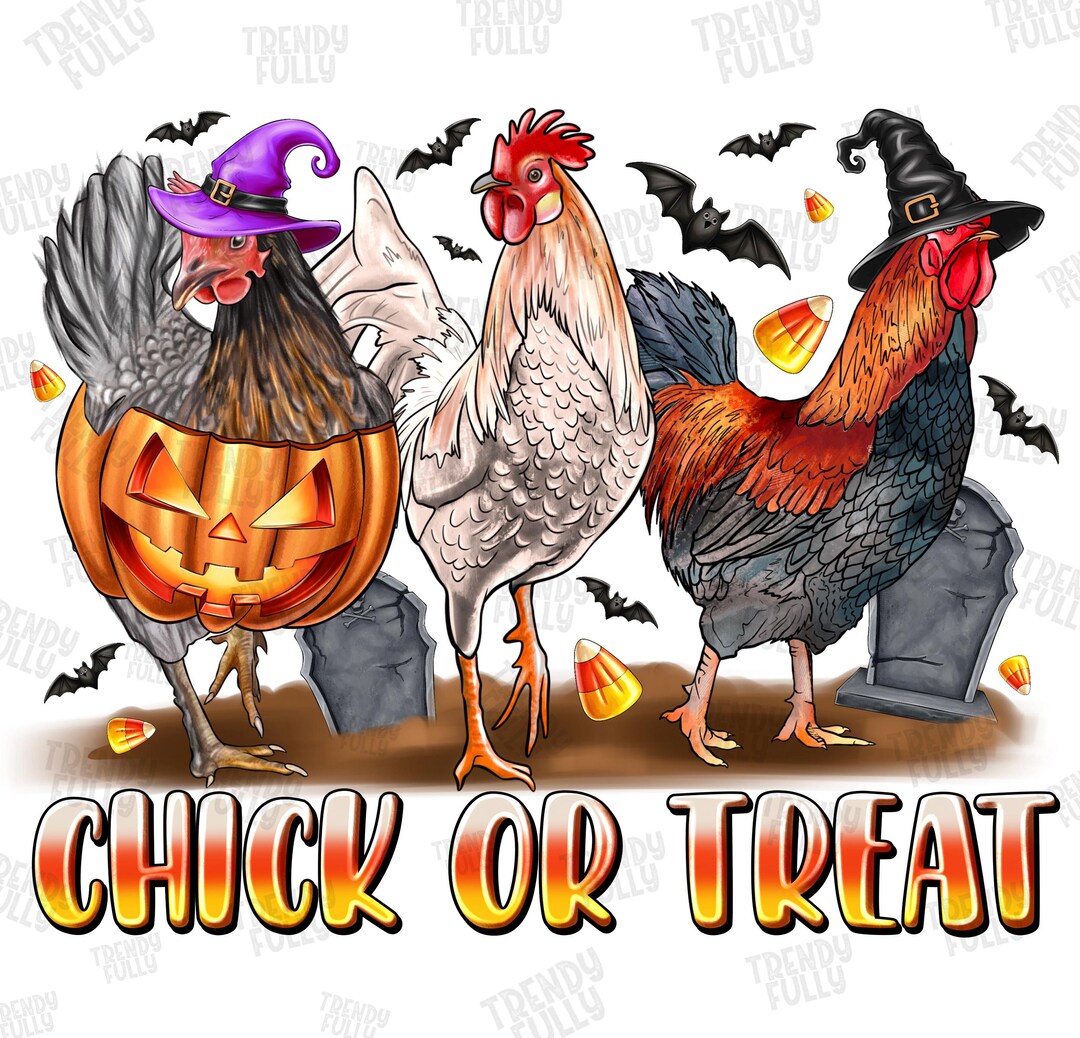 Chick or Treat Png, Halloween Chicken PNG, Ghost Chickens Png, Farm ...