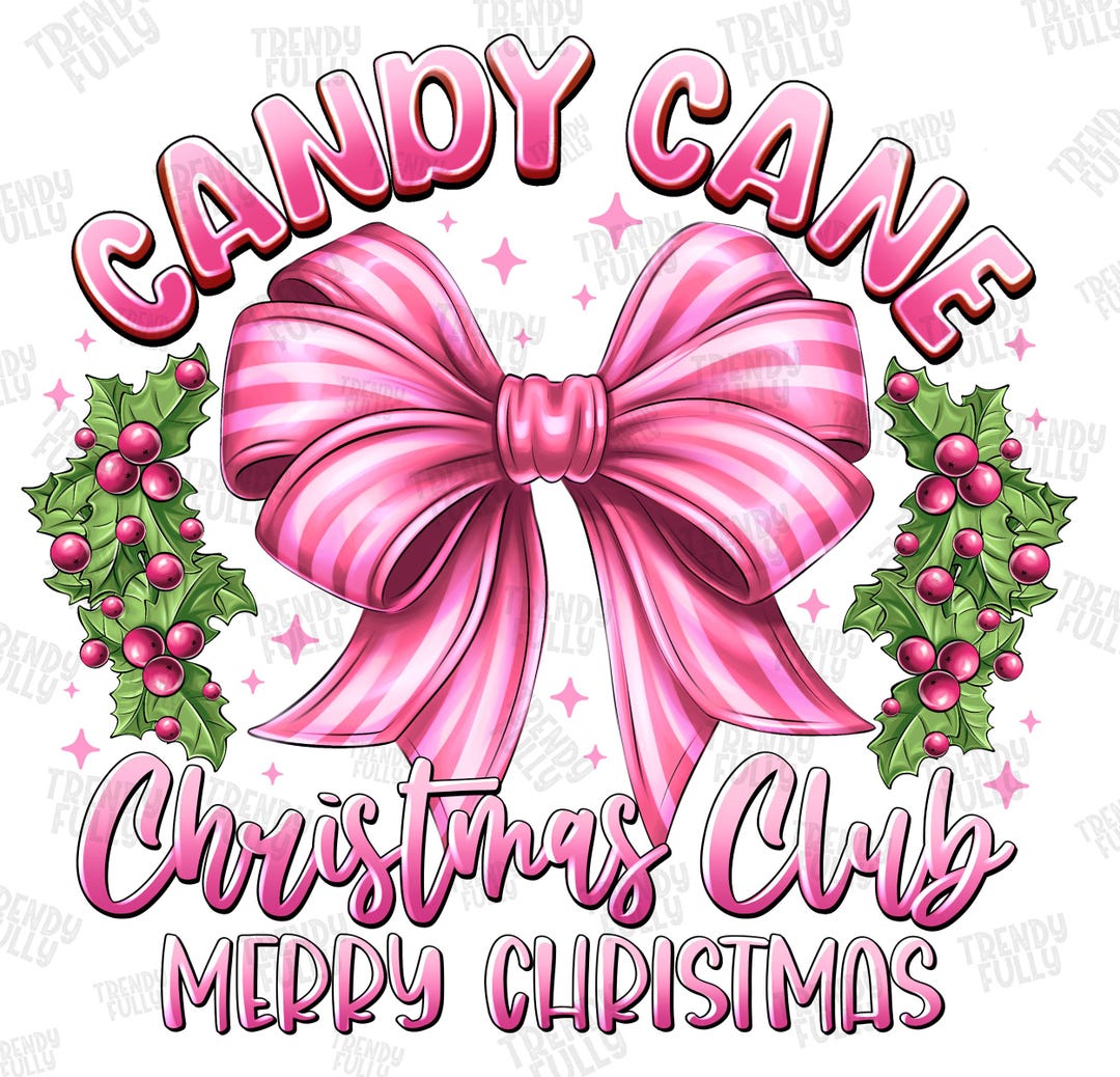 Pink Candy Cane Christmas Club Png, Christmas Season Png, Funny ...
