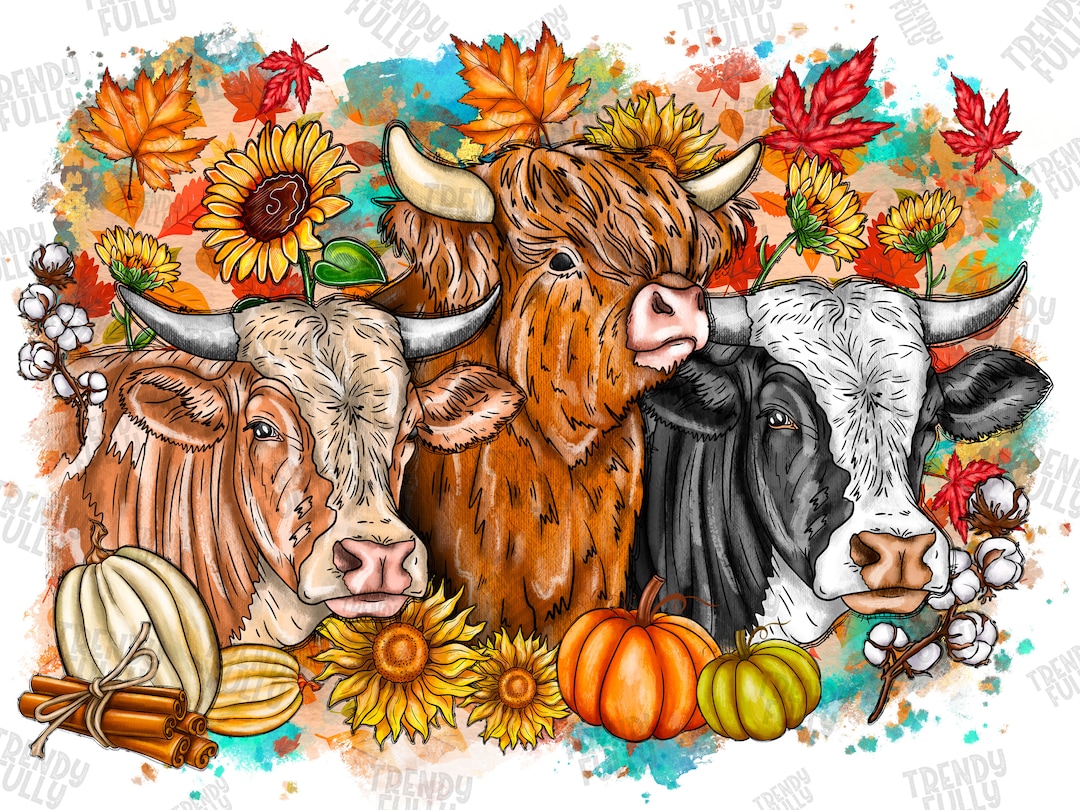 Thankful Cows Png Fall Cow Png Sublimation Design Fall Png - Etsy