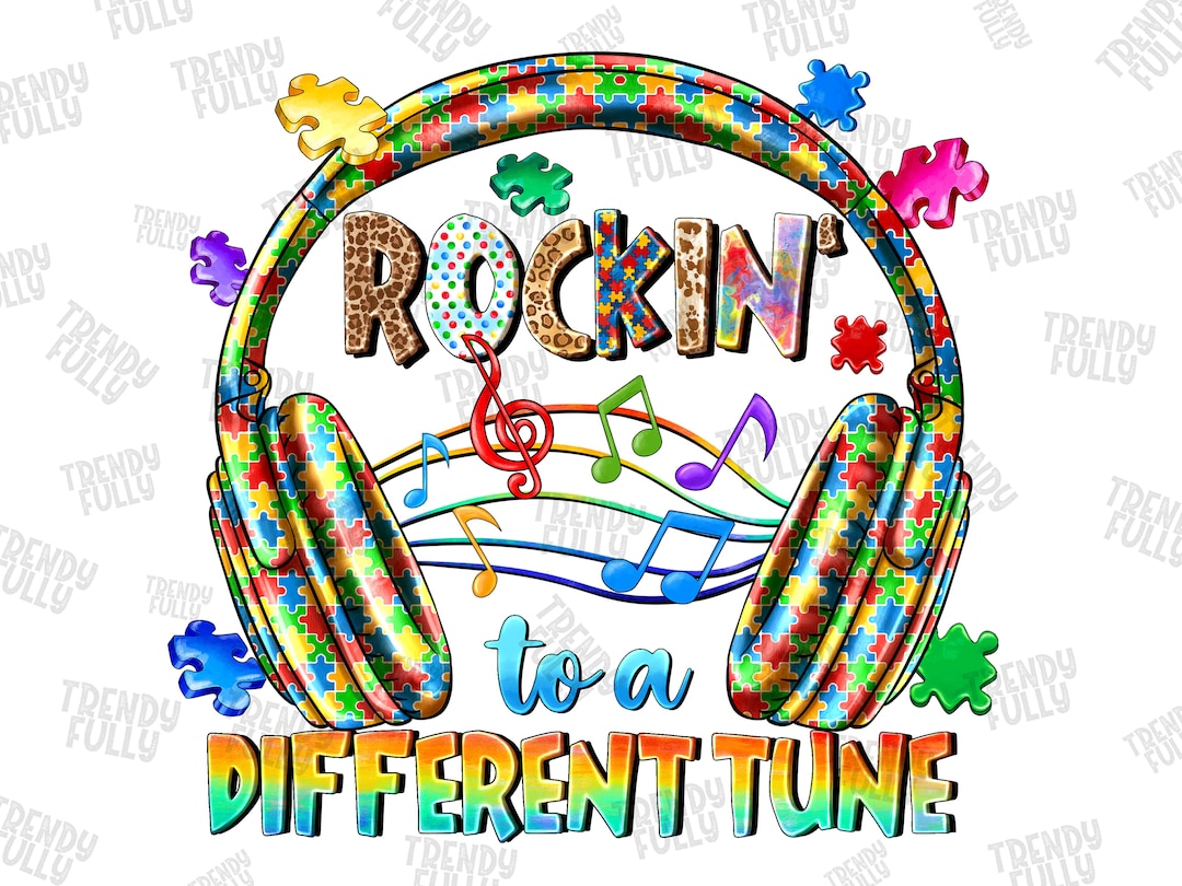 Rockin' to a Different Tune Png Sublimation Design Download, Autism ...