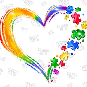 Autism Heart Png Sublimation Design Download, Autism Awareness Png ...