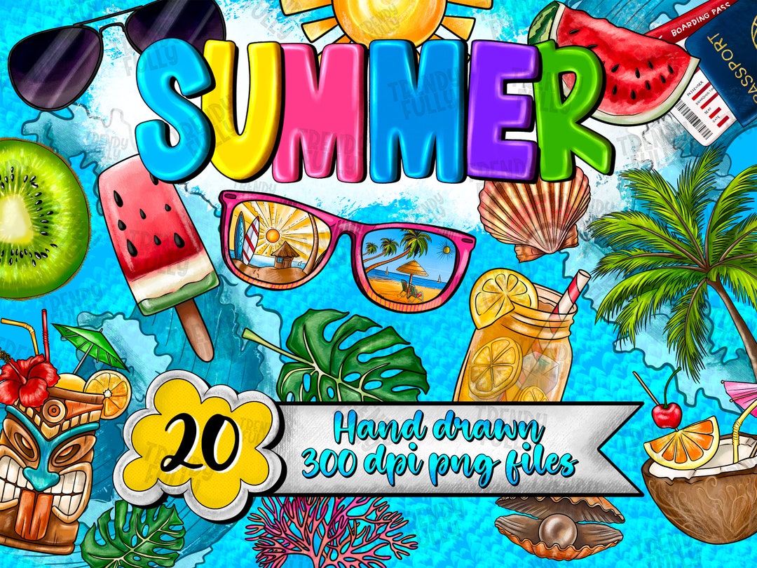 Summer Elements Bundle Png, Hello Summer, Summer Life Png, Beach Life ...
