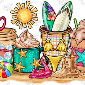 Summer Beach Coffee Cups Png Sublimation Design Coffee Cups - Etsy