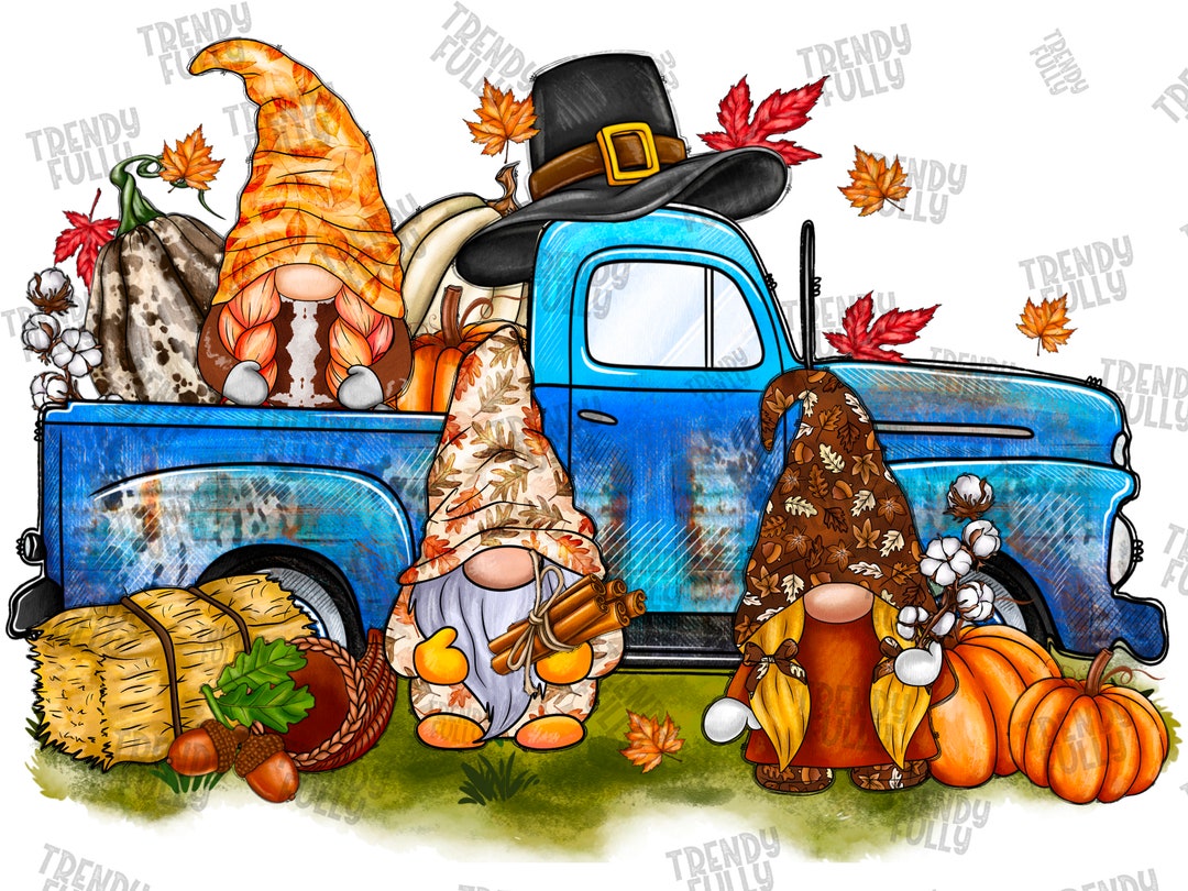Fall Truck Gnomes Png, Sublimation Design, Fall Truck Png, Fall Png ...
