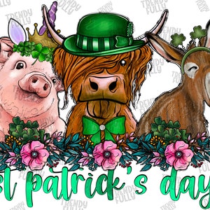 St Patricks Day Farm Animals Png, Sublimation Design Download, St ...