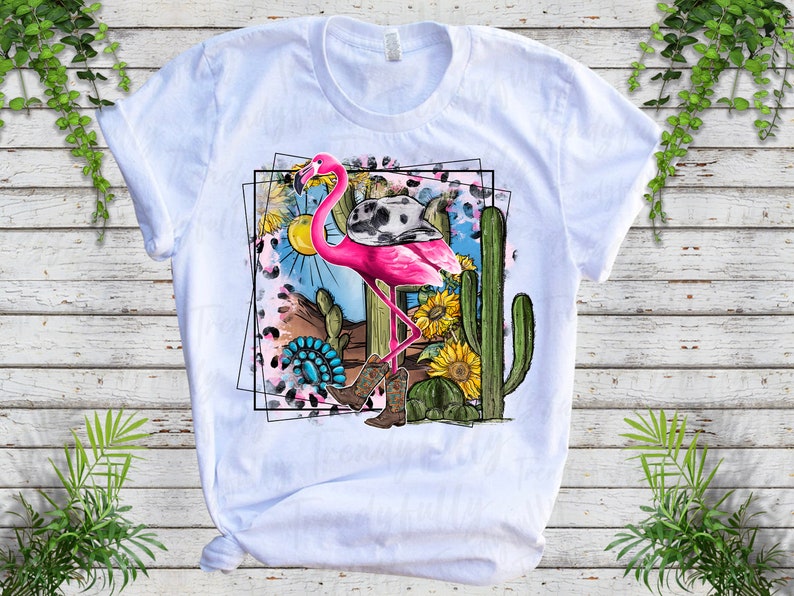 Western Flamingo PNG, Cowgirl Hat, Cactus, Turquoise (digital Download ...