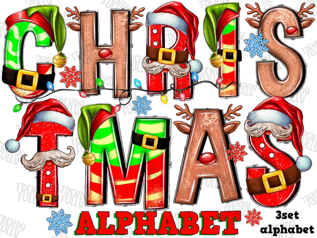 Christmas Doodle Alphabet Bundle,christmas Alphabet Png,christmas Png ...